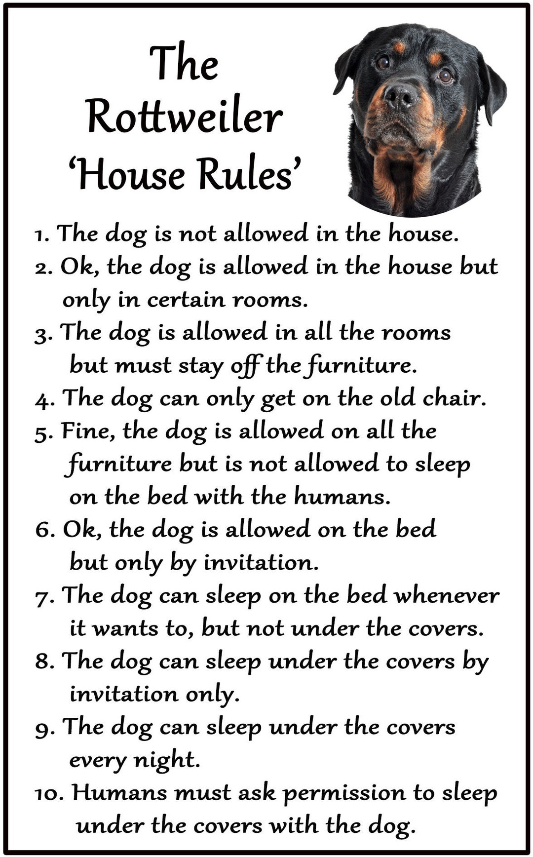 Rottweiler Rotty Dog Lovers Gift House Rules Large Flexible Magnet ...