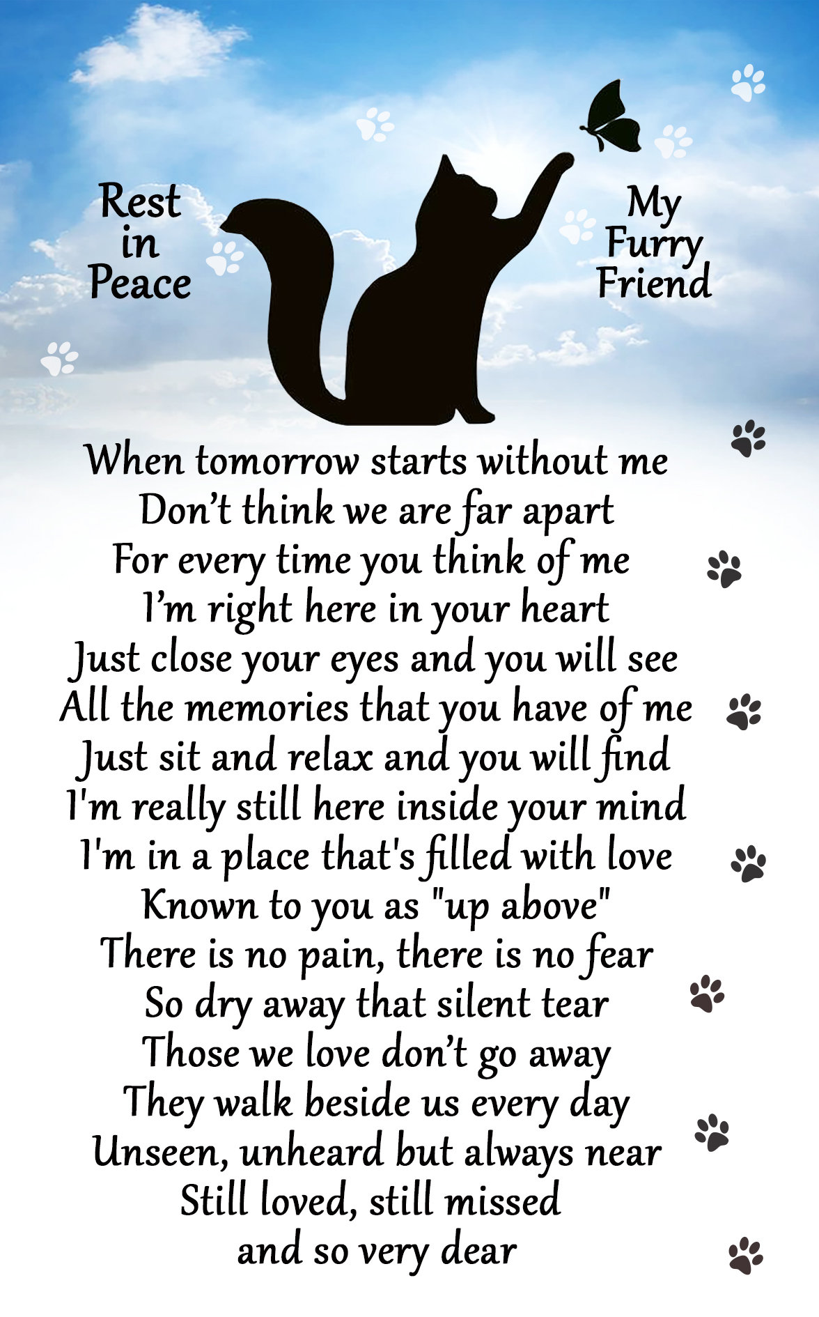 Cat RIP Still Loved Verse, Cat Loss, Remembrance, Sympathy, Condolences ...