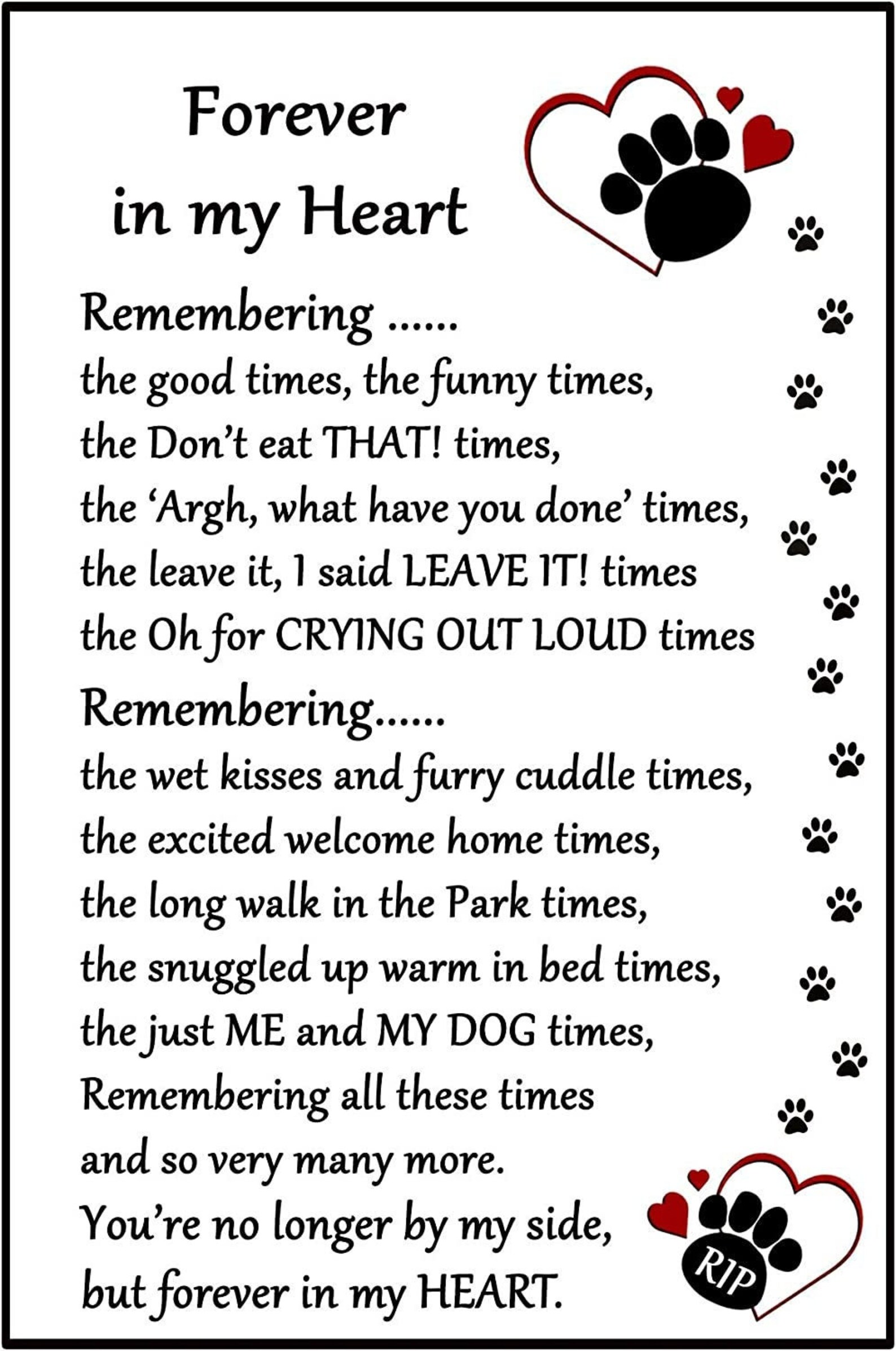 Dog RIP Forever in My Heart Verse, Dog Loss, Remembrance, Sympathy ...