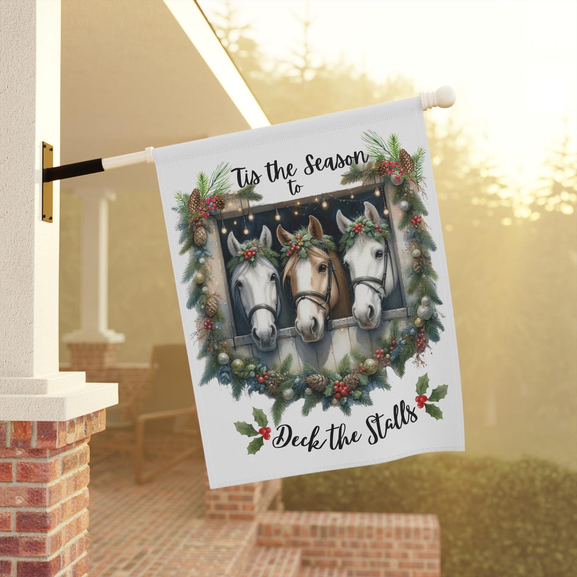 Christmas Equestrian Garden Flag "deck the Stalls" Horse Barn Decor - Etsy