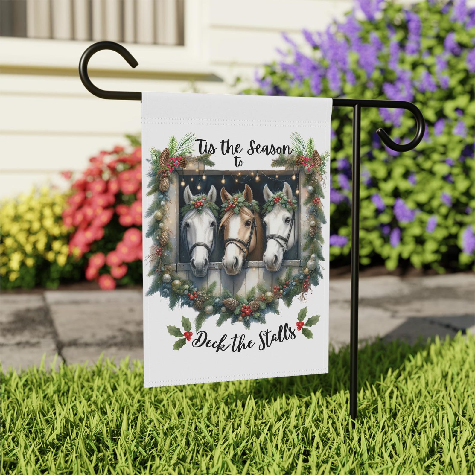 Christmas Equestrian Garden Flag "deck the Stalls" Horse Barn Decor - Etsy