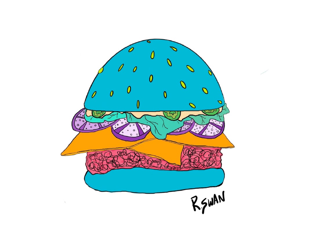 Cosmic Burger Print, Burger Illustration, Psychedelic Burger Art ...