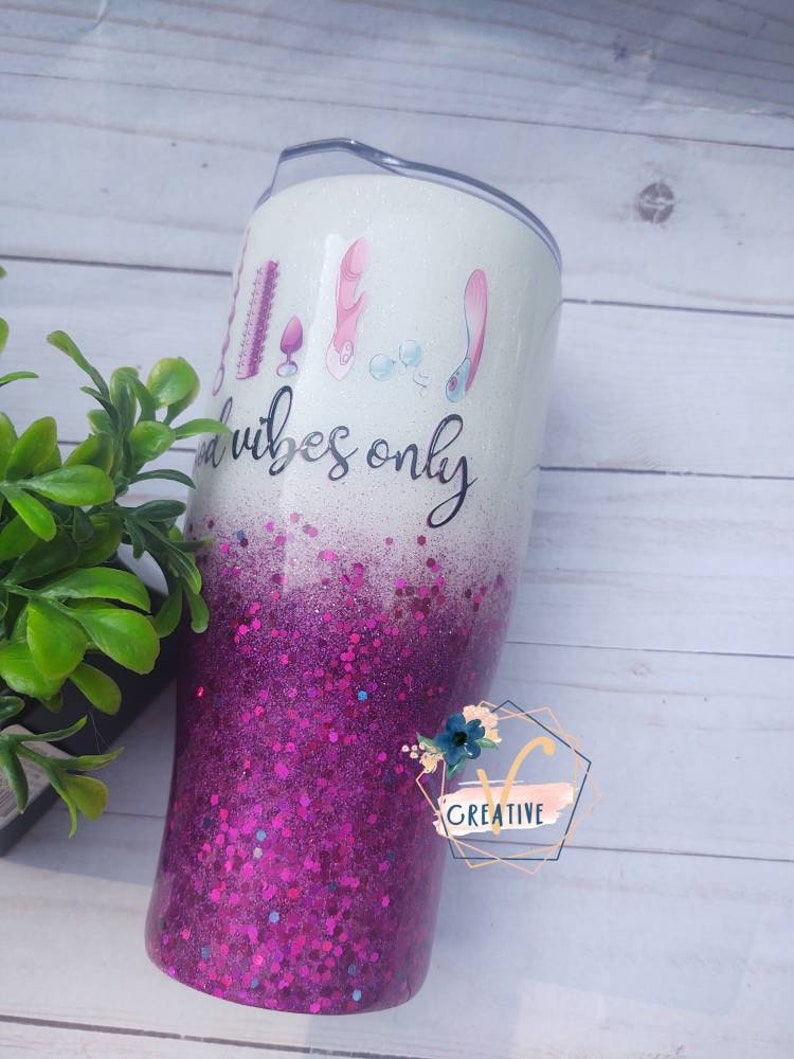Personalized Tumbler Good Vibes Sex Toy Tumbler Pink Etsy