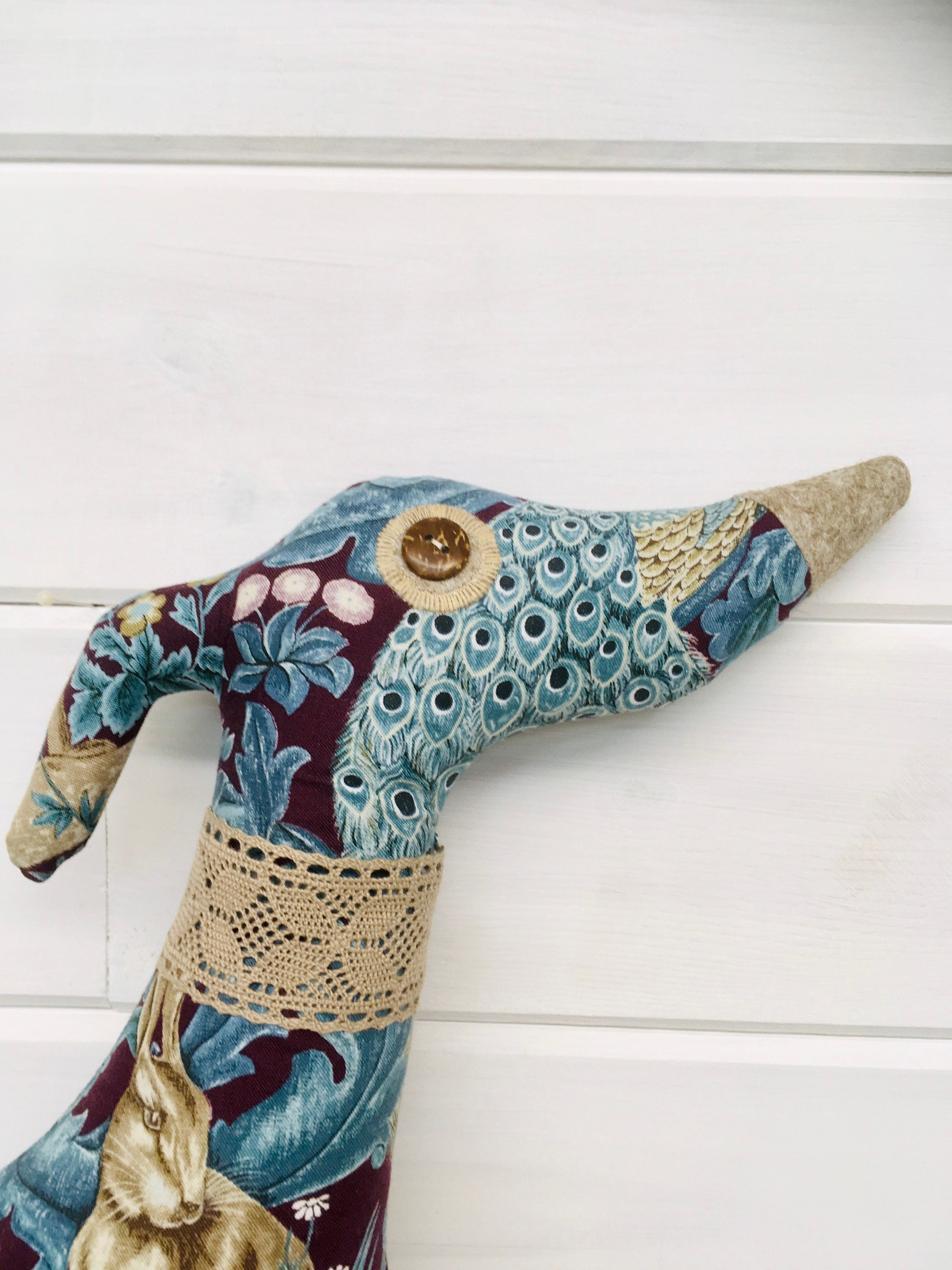 Handmade Decorative Stuffed Whippet called Mulberry , Whippet Gift.