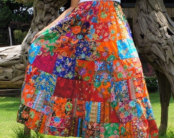 Patchwork Skirt Bohemian Hippie Style Long Maxi Length | Etsy