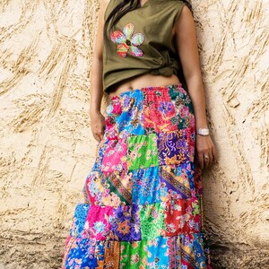 Patchwork Skirt Bohemian Hippie Style Long Maxi Length | Etsy