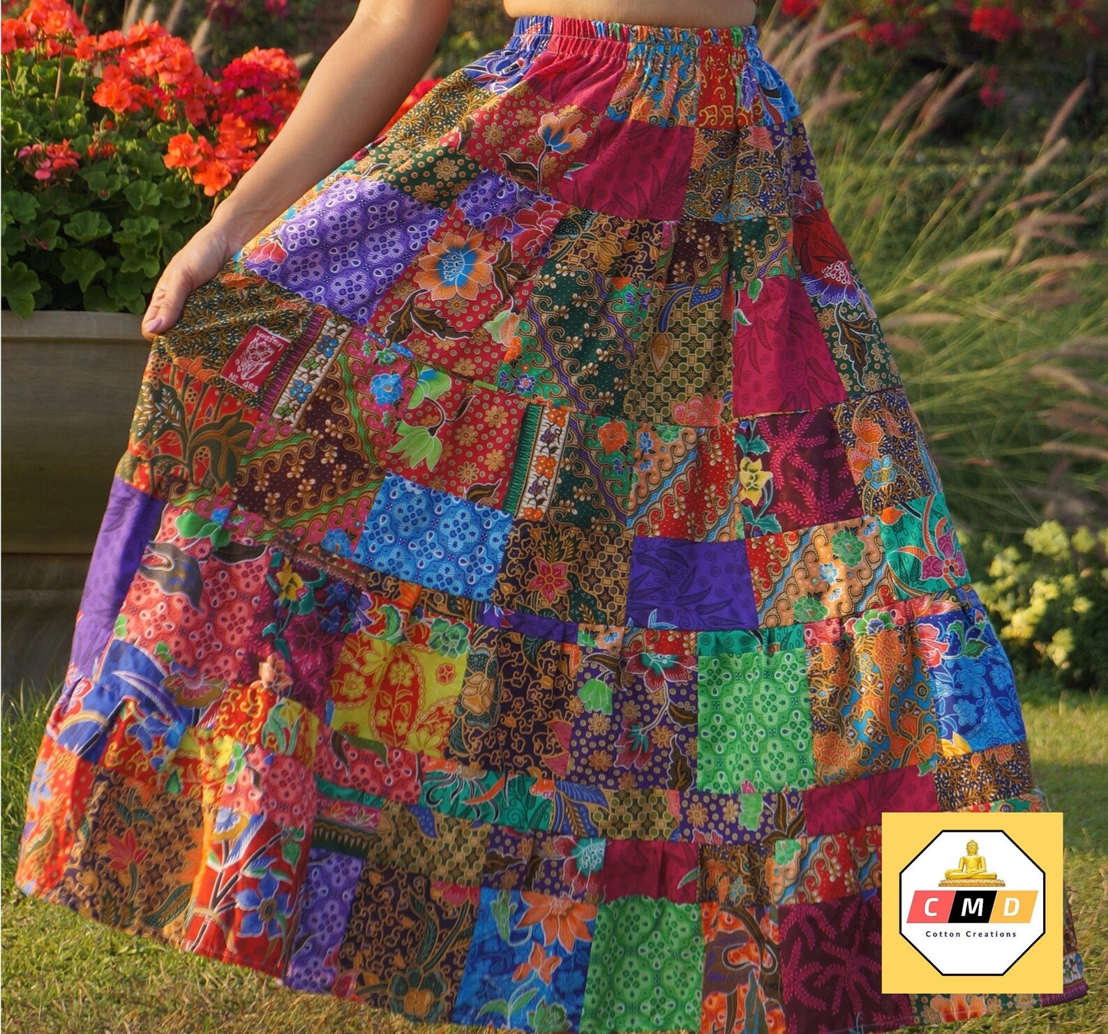 Patchwork Skirt * Bohemian Hippie Style * Long Maxi Length * Colorful ...