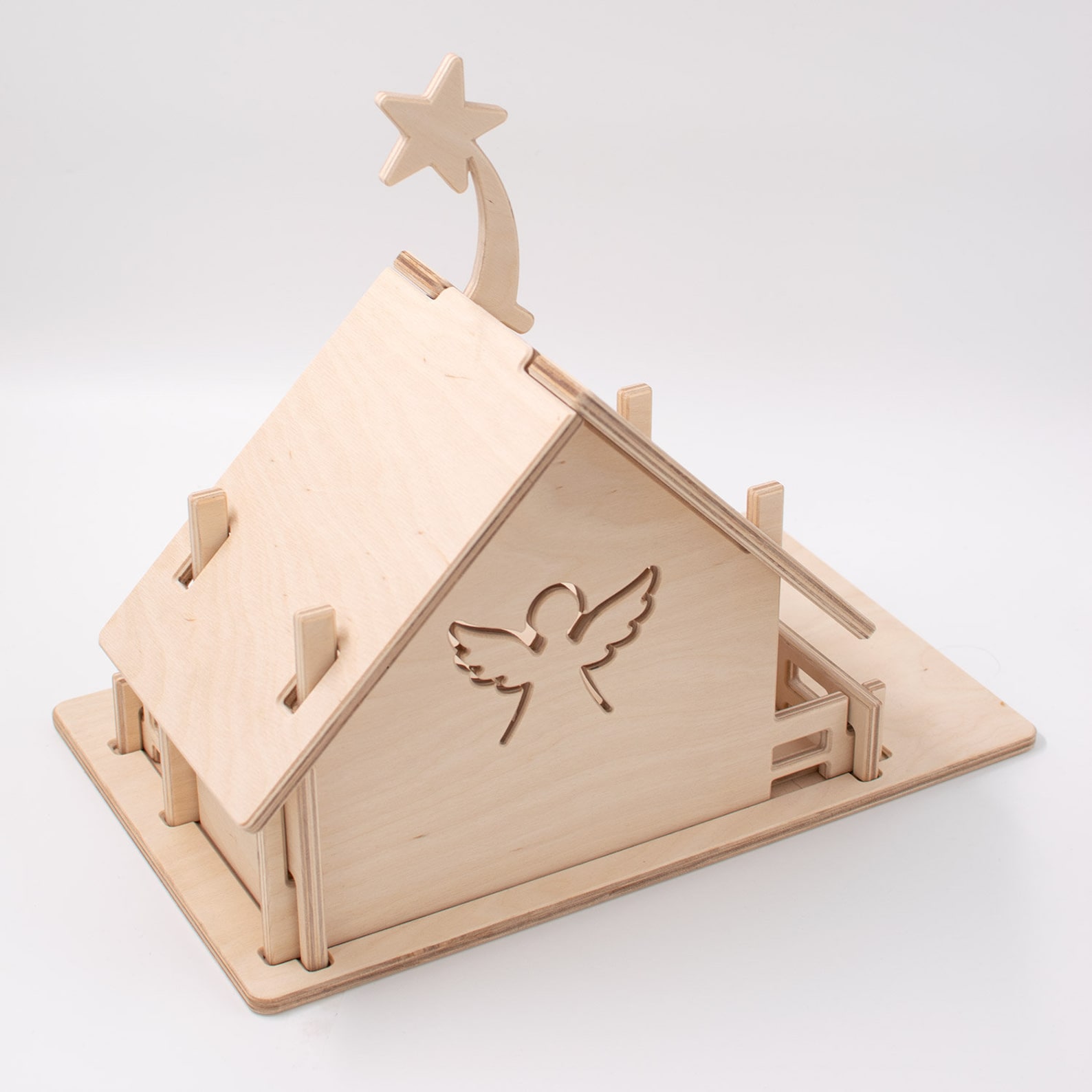 Wooden Nativity Scene for Children. Model 2023. With 12 Figures ...