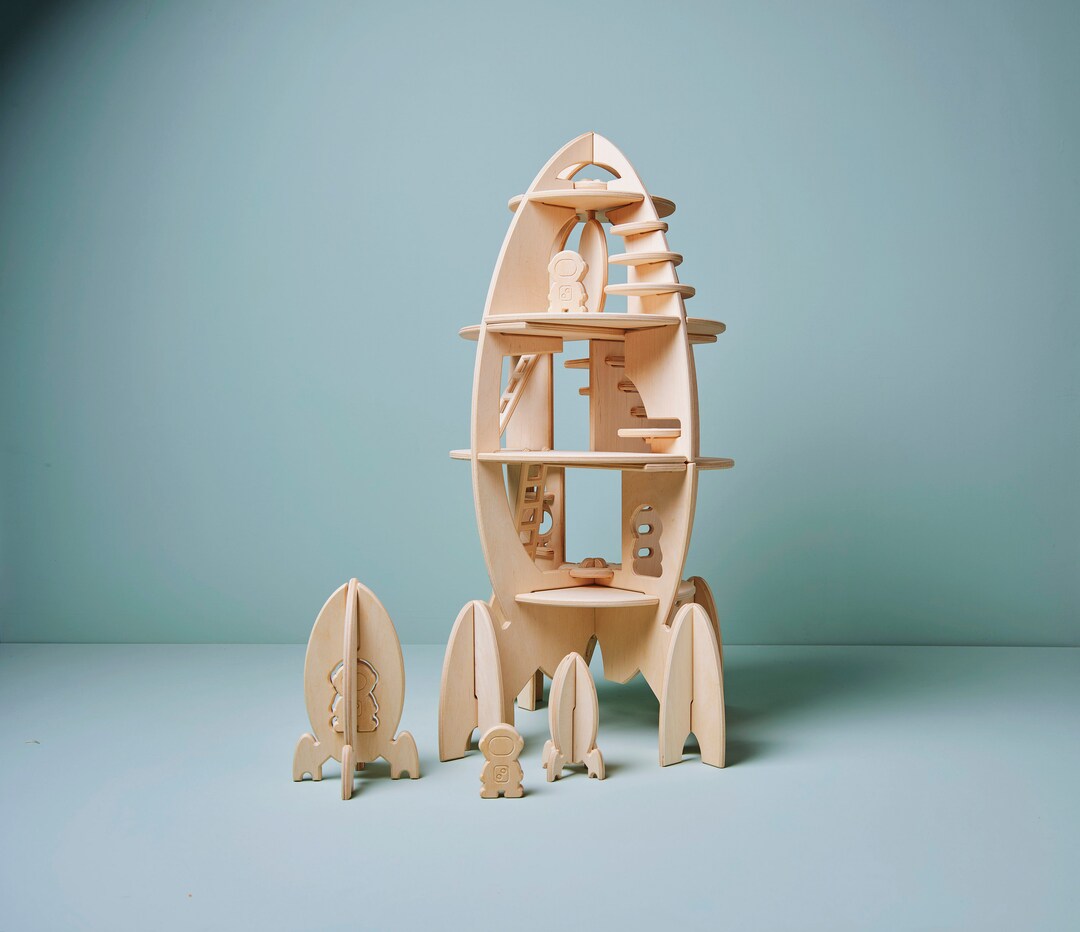 Adventurous Wooden Toy Rocket - Ideal for Children Aged 3+, With ...