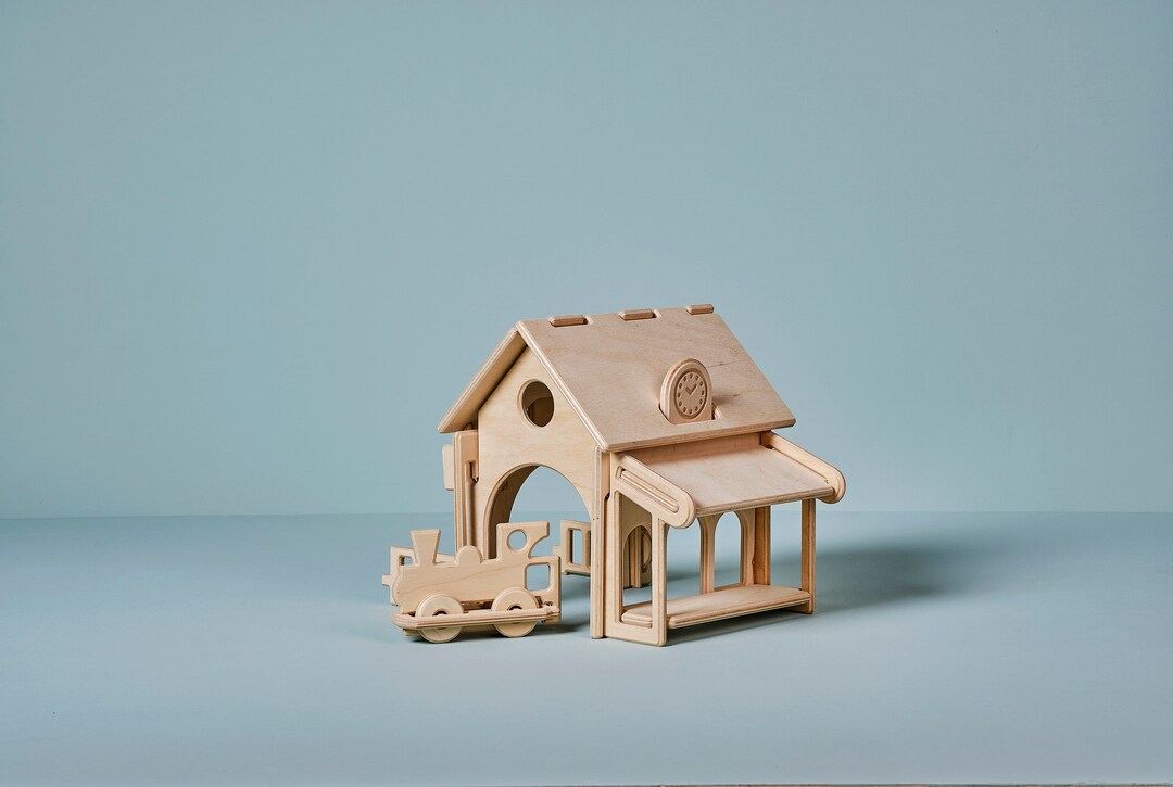 Wooden Toy Station With Train - Etsy