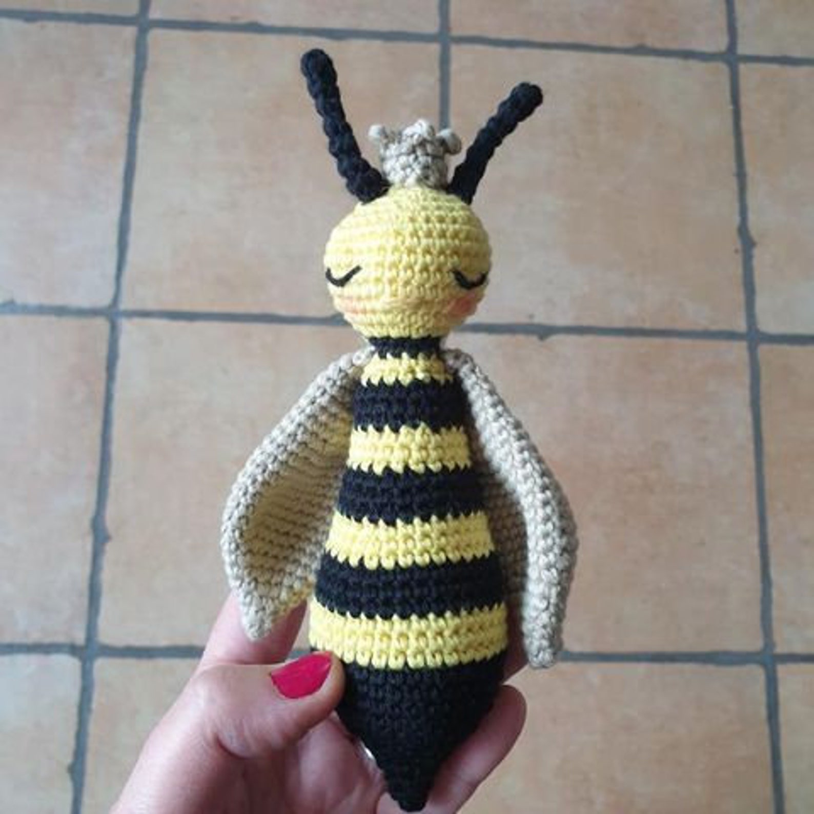 Amigurumi Bee Queen Bee Clutching Toy Rattle Crochet Pattern PDF ...