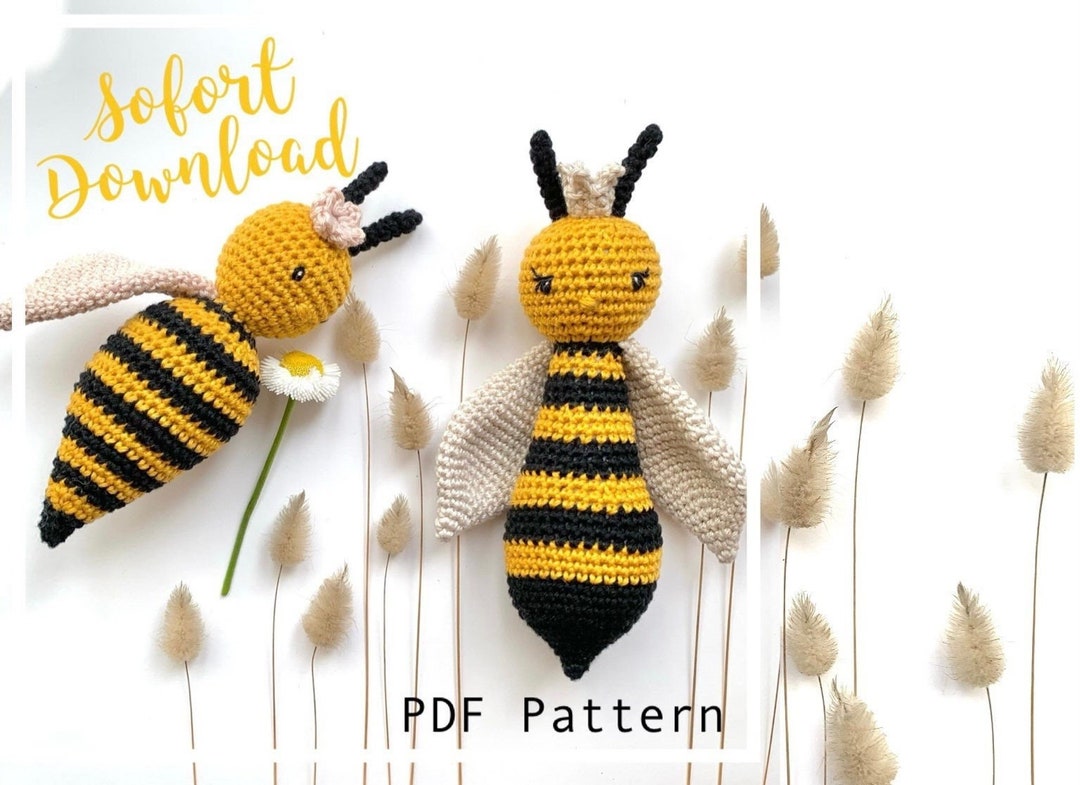 Amigurumi Bee Queen Bee Clutching Toy Rattle Crochet Pattern PDF ...