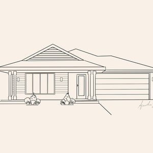 CUSTOM LINE DRAWING, Digital Illustration, Line Art, House Art, House ...