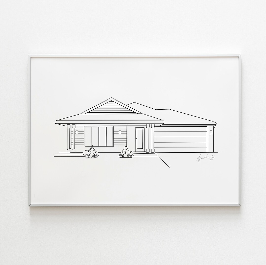 CUSTOM LINE DRAWING, Digital Illustration, Line Art, House Art, House ...
