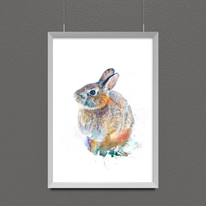Rabbit Print Watercolour Art Poster. Rabbit Printable. Bunny Print Wall ...