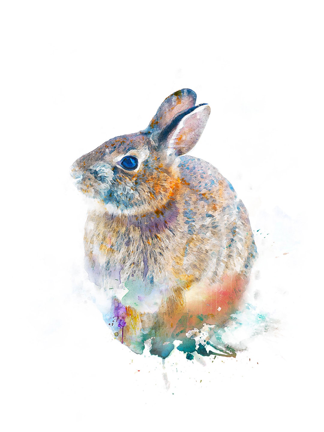 Rabbit Print Watercolour Art Poster. Rabbit Printable. Bunny Print Wall ...