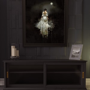 Woman in White Print. Woman Lake Print. Original Art Print. Oil ...