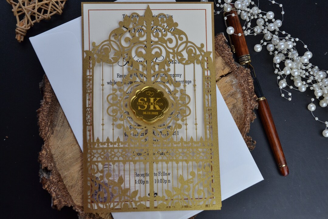 Wedding Invitation, Printed Wedding Invitation, Gate Invitation, Laser ...