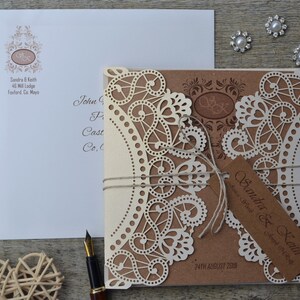 Wedding Invitation, Rustic Style Laser Cut Wedding Invitation - Etsy
