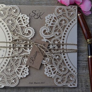 Wedding Invitation, Rustic Style Laser Cut Wedding Invitation - Etsy