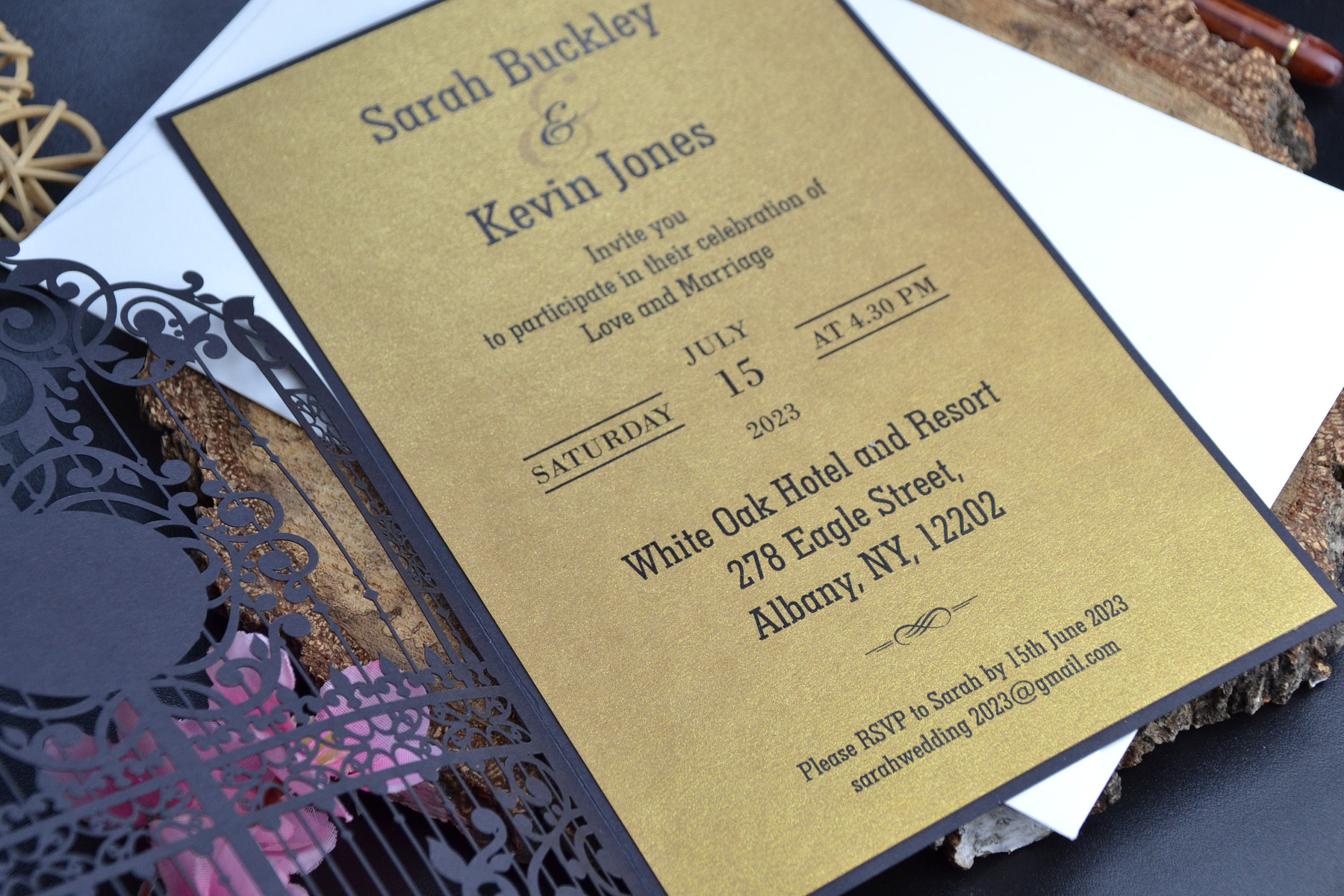 Gold Laser Cut Wedding Invitations Gold Wedding Invitations - Etsy