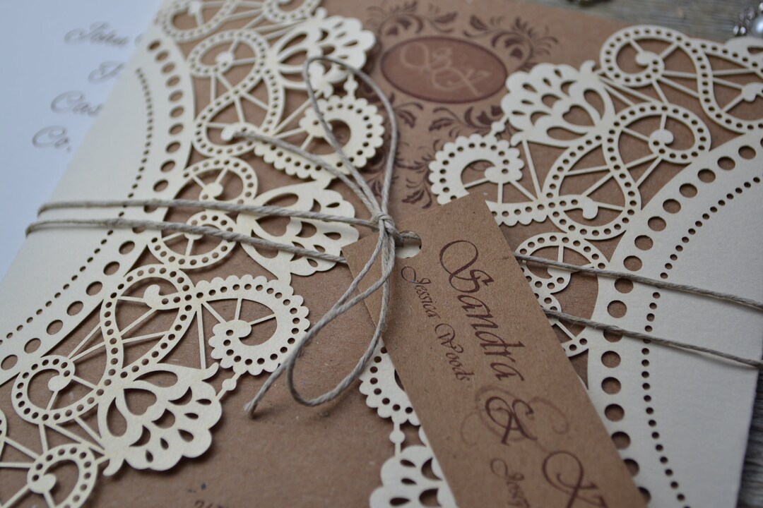Wedding Invitation, Rustic Style Laser Cut Wedding Invitation - Etsy