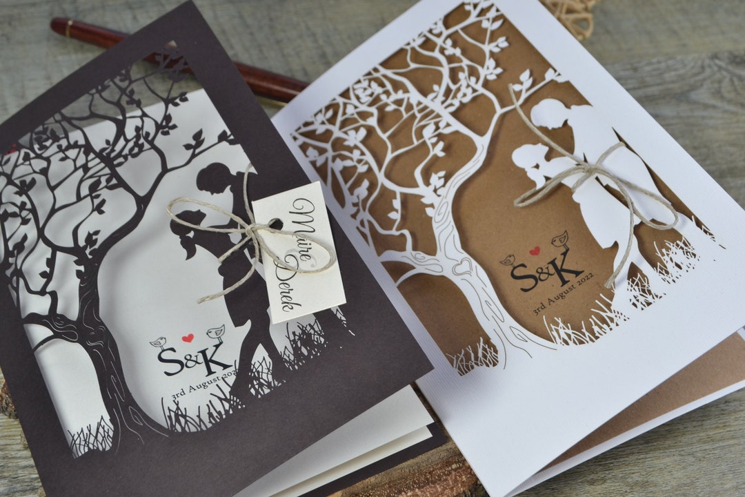Wedding Invitation, Tree Laser Cut Wedding Invitations With Envelopes ...