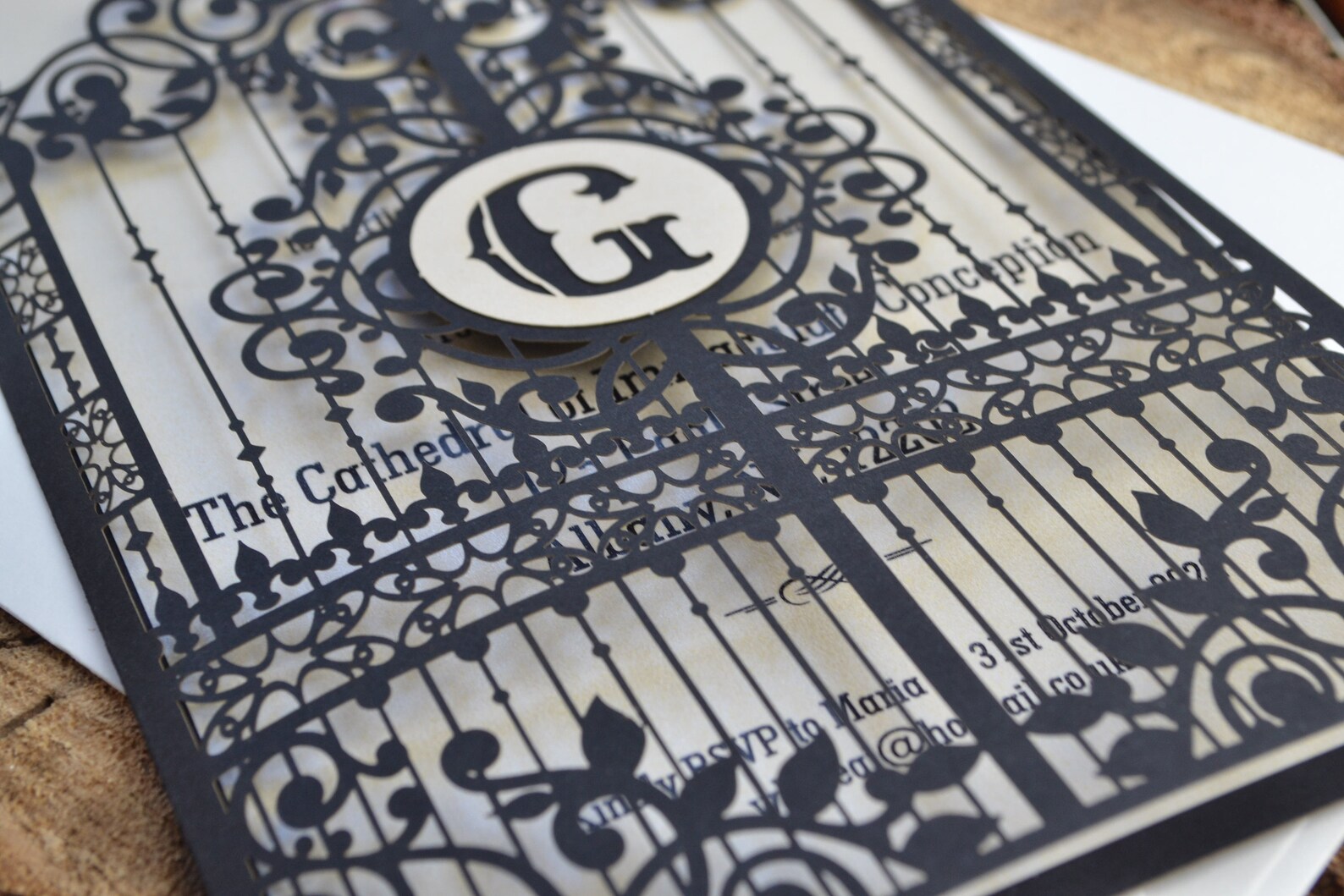 Laser Cut Wedding Invitation Printed Wedding Invitation Gate - Etsy