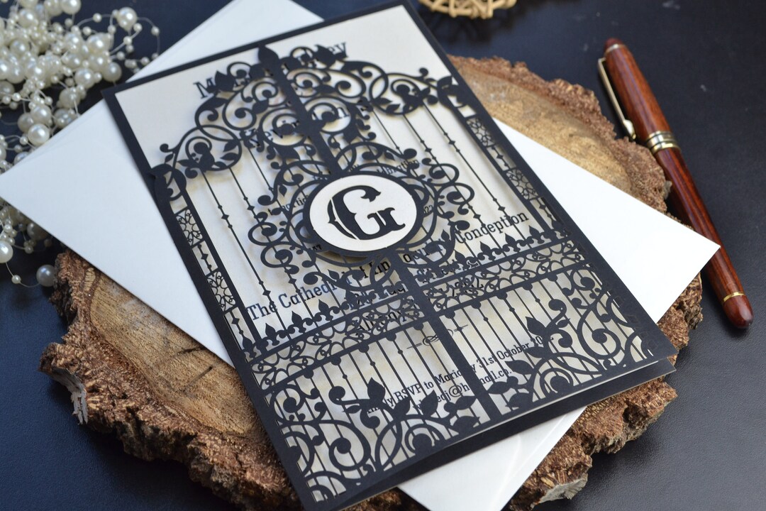 Laser Cut Wedding Invitation, Printed Wedding Invitation, Gate ...
