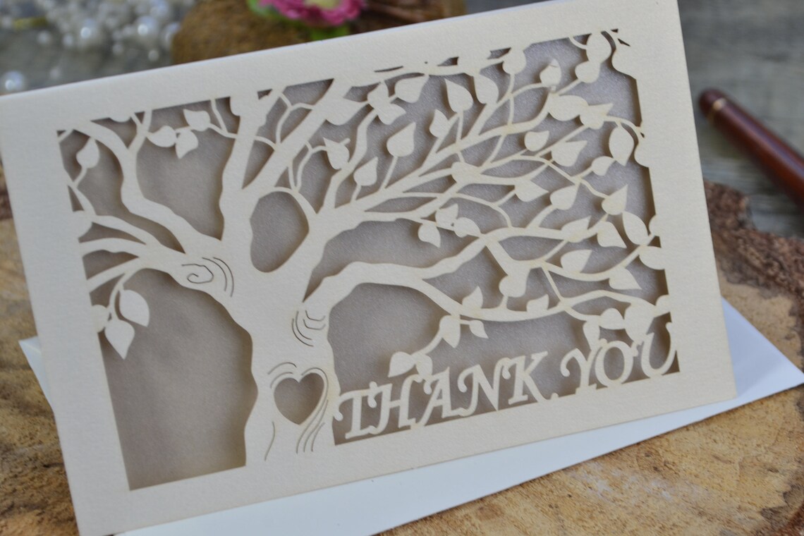 Thank You Card Laser Cut Thank You Cards Printed Thank You - Etsy