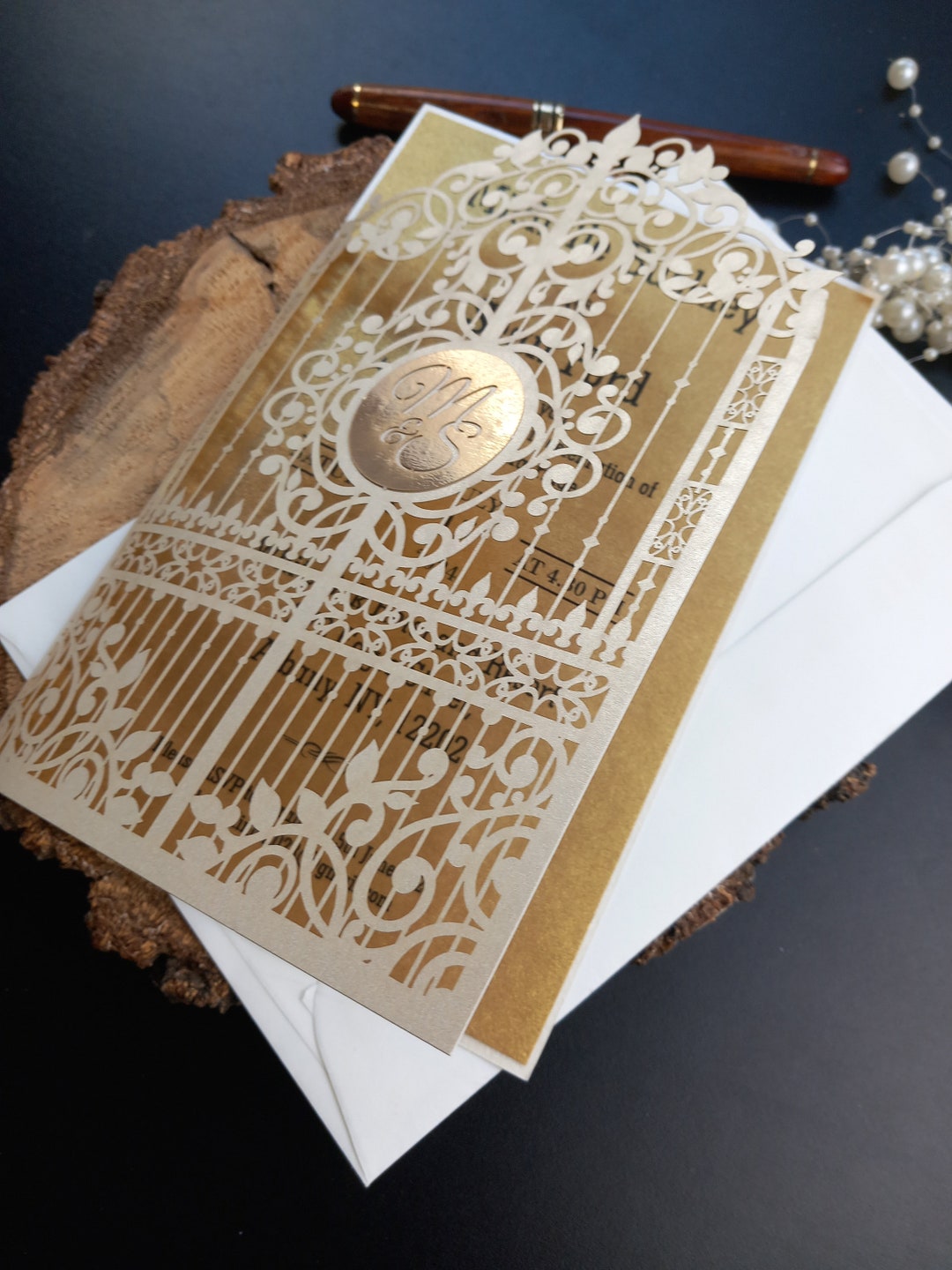 Wedding Invitation in Ivory and Gold Colour, Invitation on Sale - Etsy