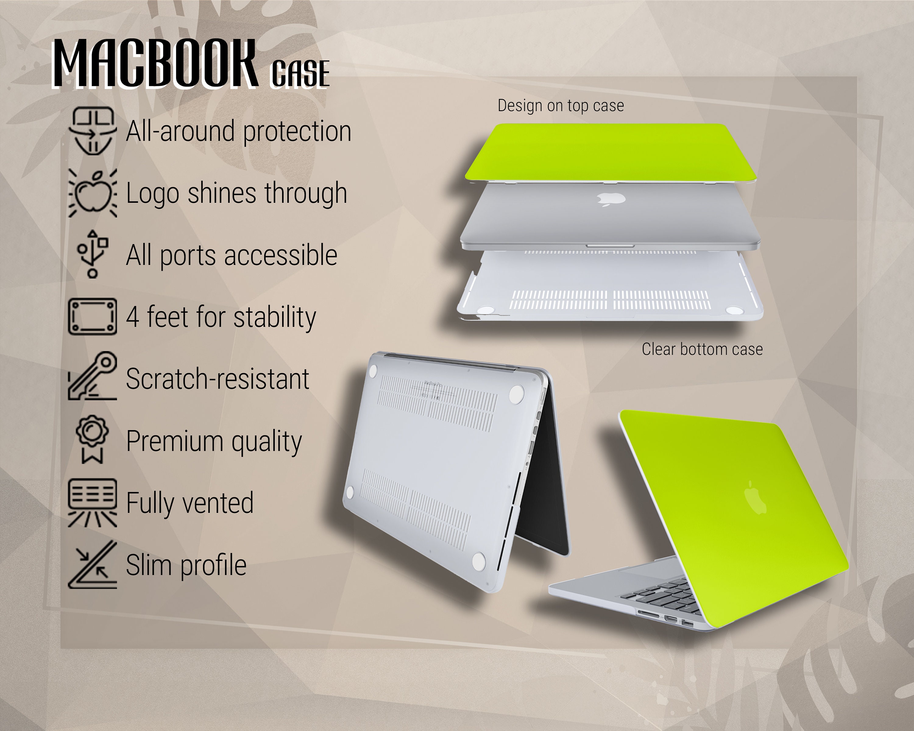 Neon MacBook Air Case, Lime Green Orange MacBook Pro 13 Case, Apple ...