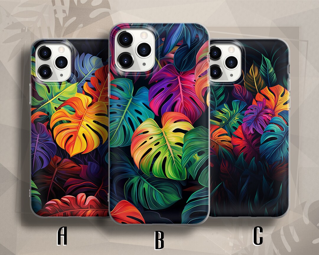 Monstera Plant Phone Case Neon Tropical Leaf iPhone 14 Pro Case Fit for ...