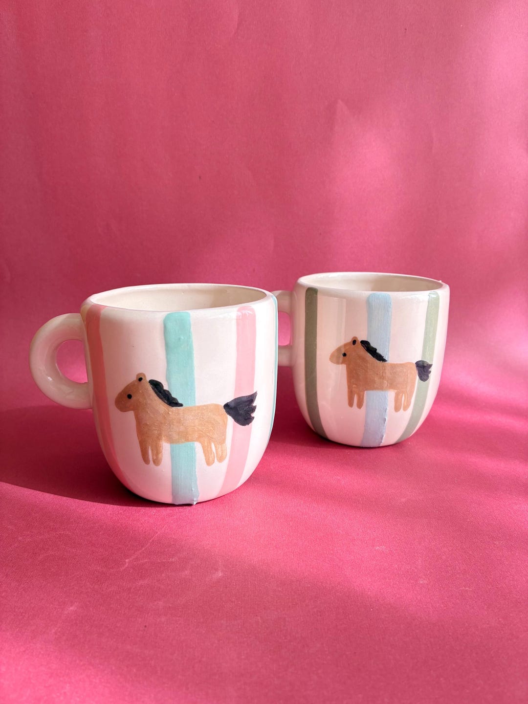 3 Hand-painted Ceramic Mugs, With Name in Gold - Etsy