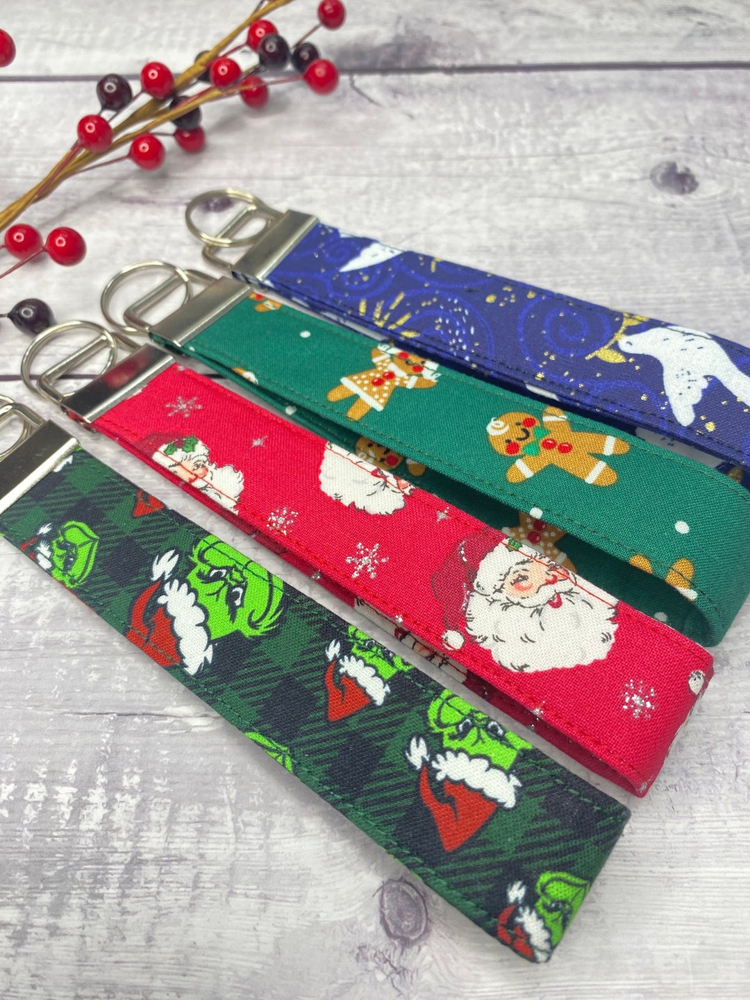 Fabric Christmas Key Fobs, Santa Key Fob, the Grinch Key Fob ...