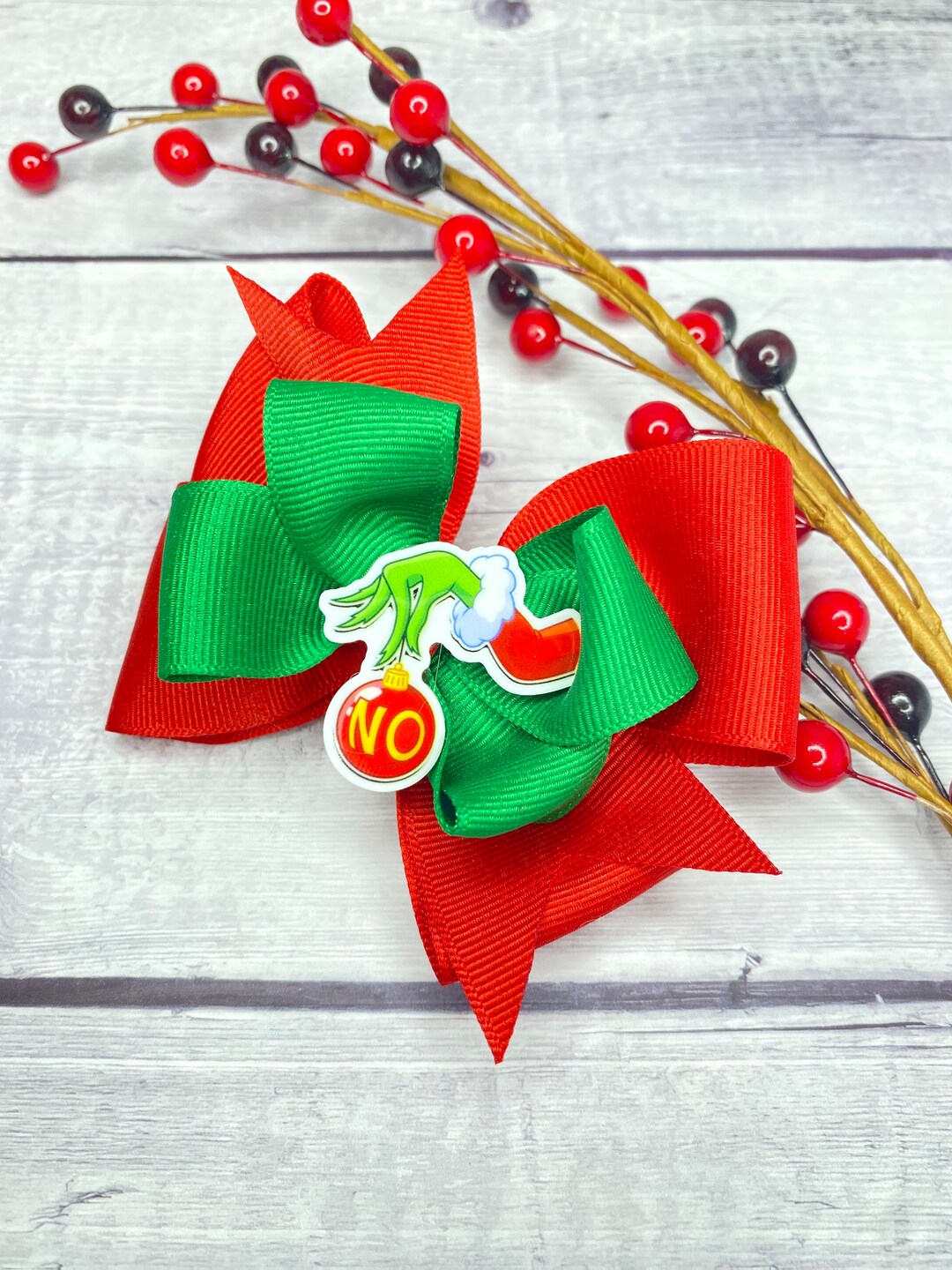 The Grinch Hair Bows, Handmade, Christmas Hair Accessories, All Ages ...