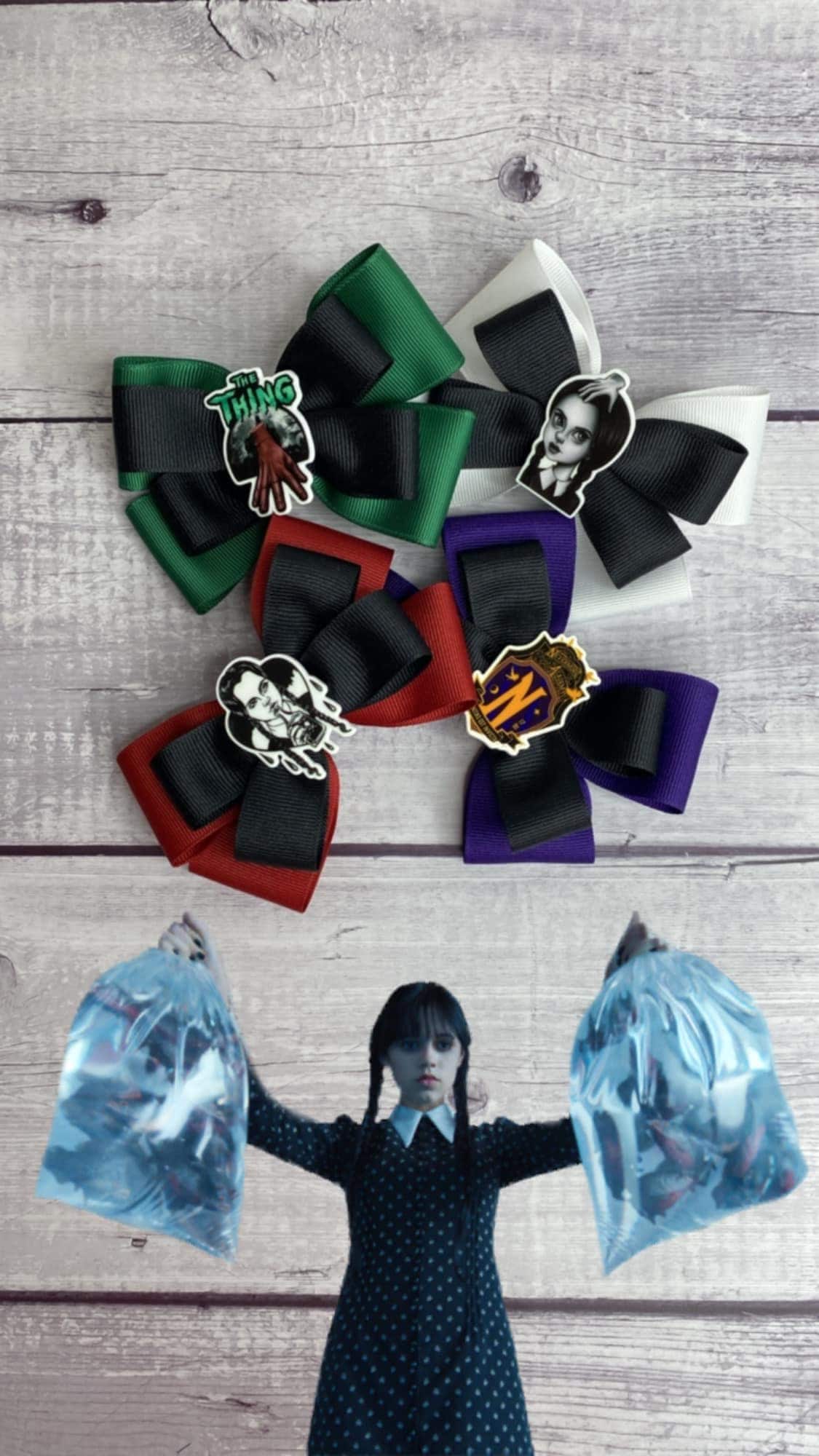Addams Family Hair Bows, Wednesday Hair Bow, Goth, Gothic Bows, Thing ...