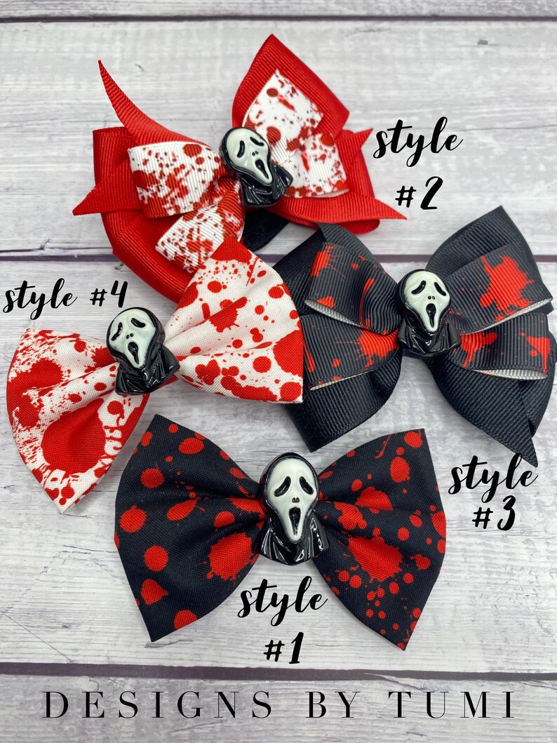 Scream Movie Hair Bow, Scary Movie Mask Hair Bow, Creepy Hair Bow ...