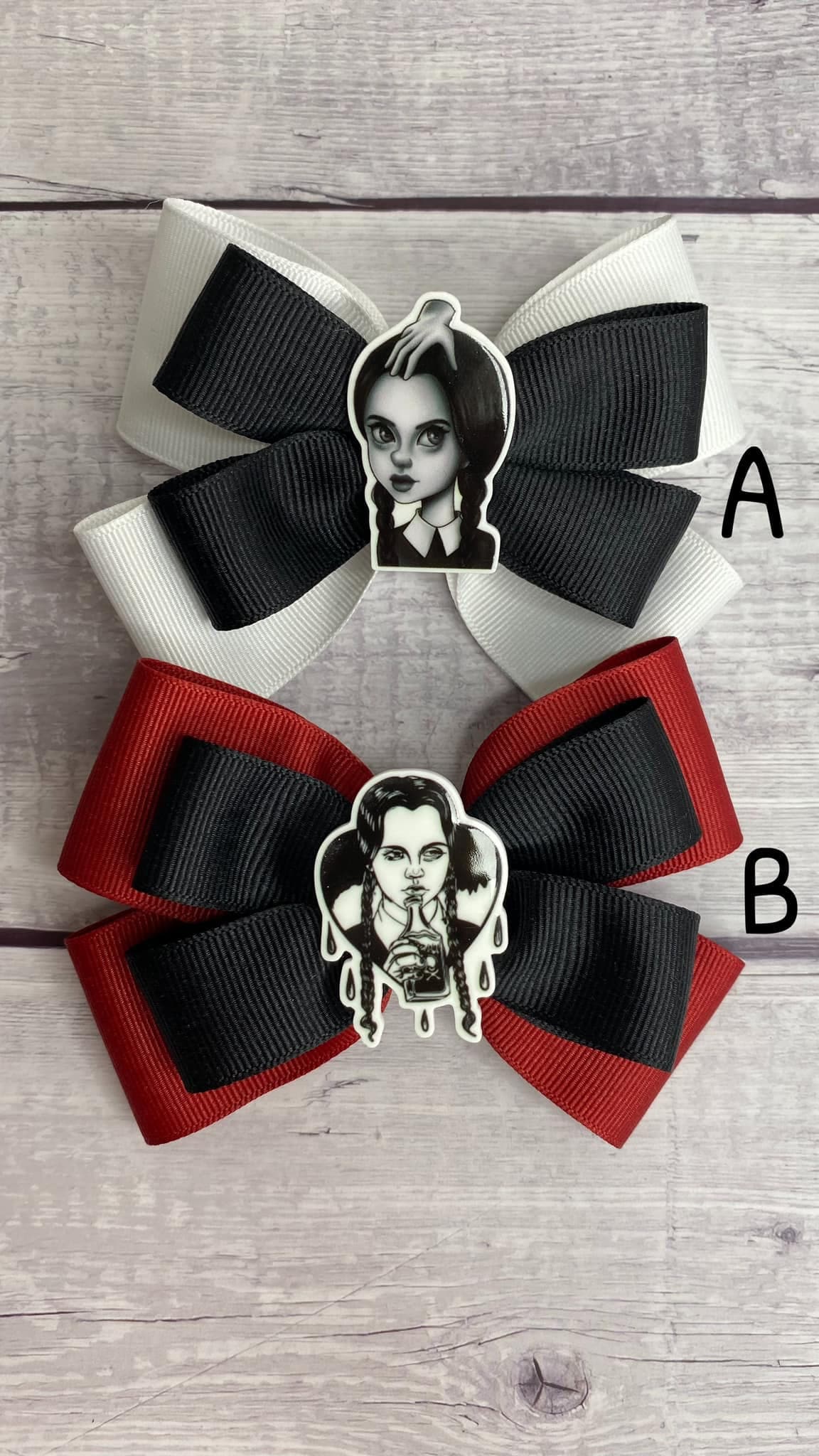Addams Family Hair Bows, Wednesday Hair Bow, Goth, Gothic Bows, Thing ...