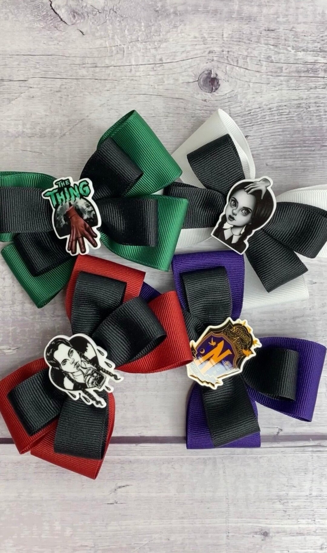 Addams Family Hair Bows, Wednesday Hair Bow, Goth, Gothic Bows, Thing ...