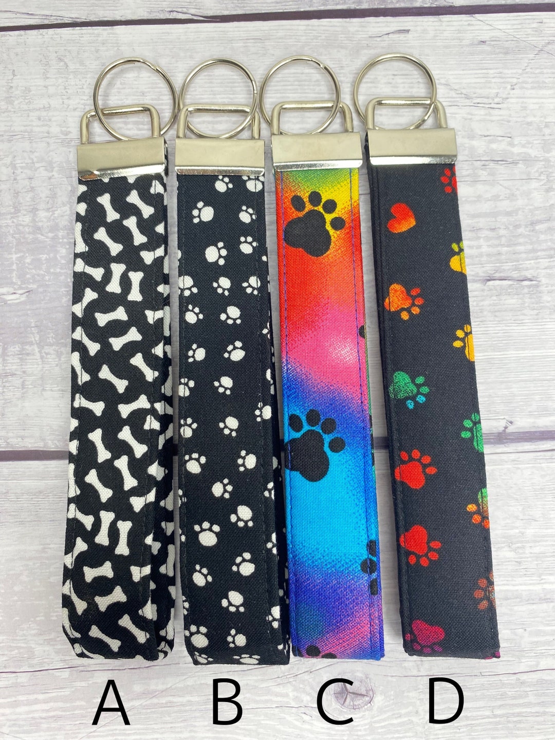 Fabric Handmade Key Fob, Pet Lover Keychain, Handmade Key Fob, Paws Key ...