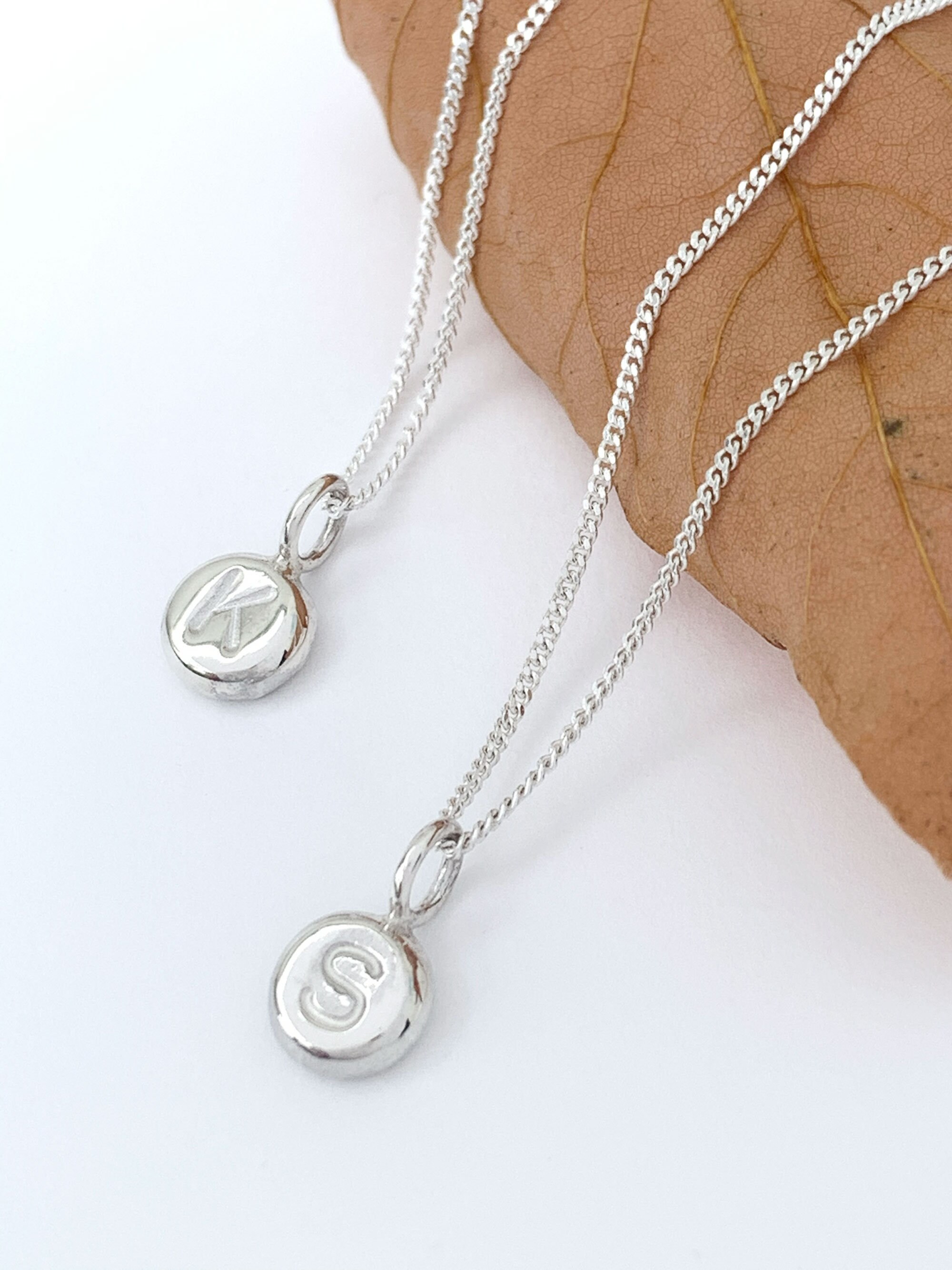 Silver Initial Pendant - Stamped Letter Pendant - Stamped Silver ...