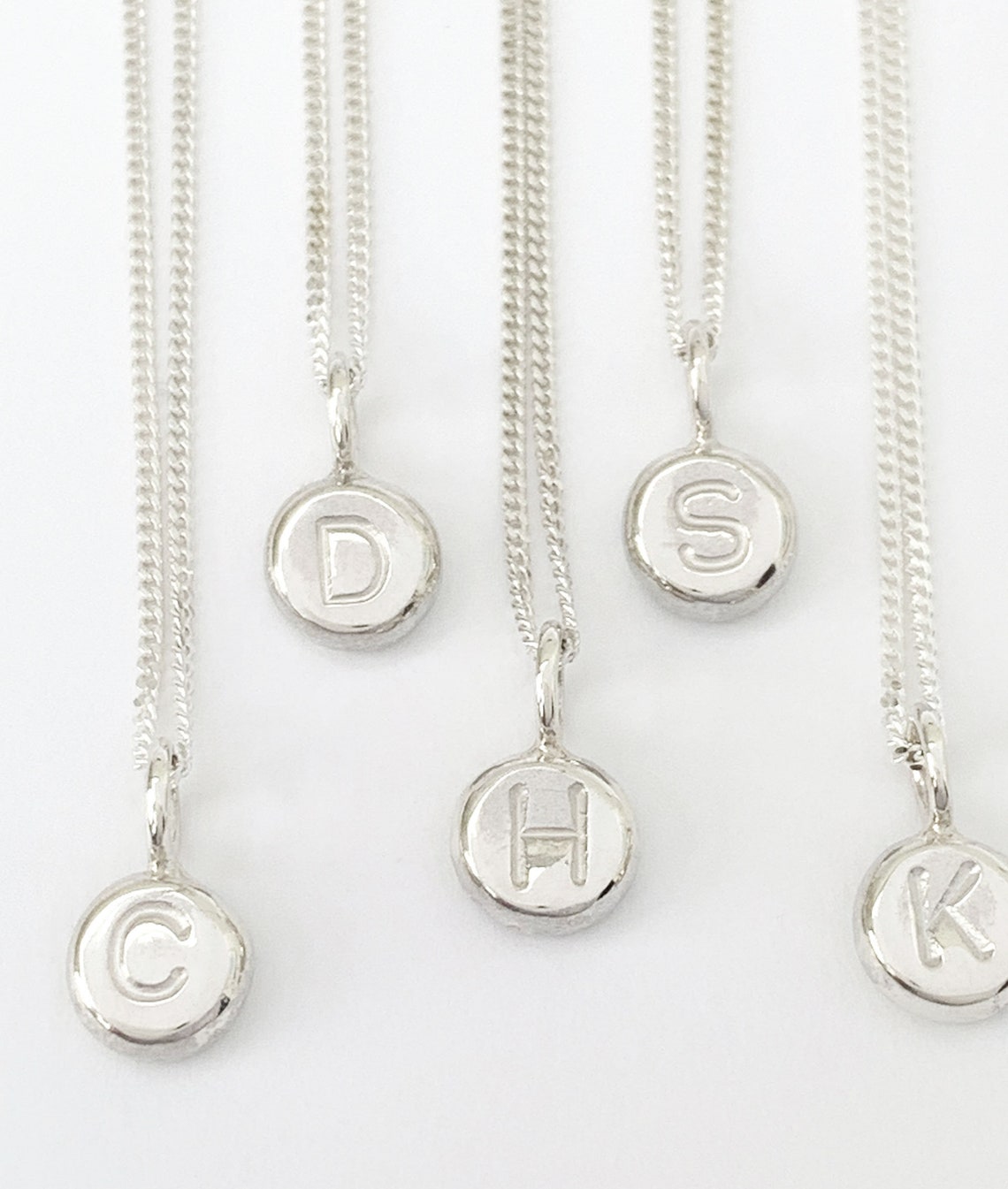 Silver Initial Pendant Stamped Letter Pendant Stamped - Etsy UK