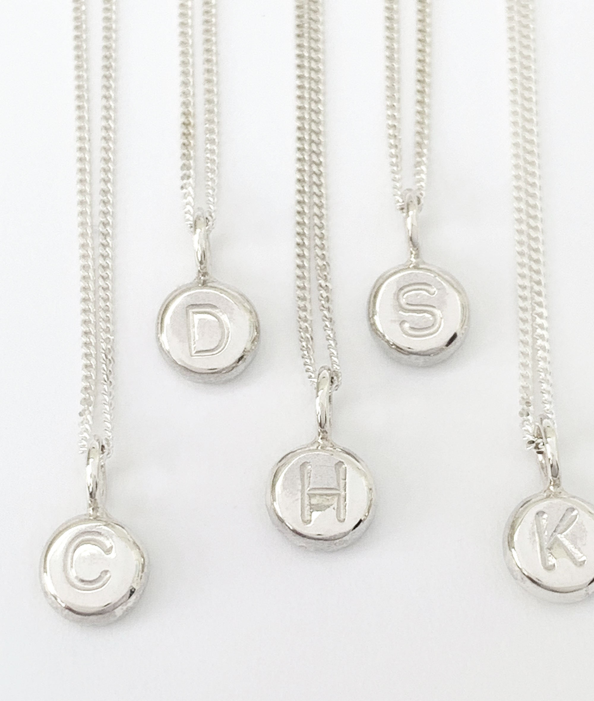 Silver Initial Pendant - Stamped Letter Pendant - Stamped Silver ...