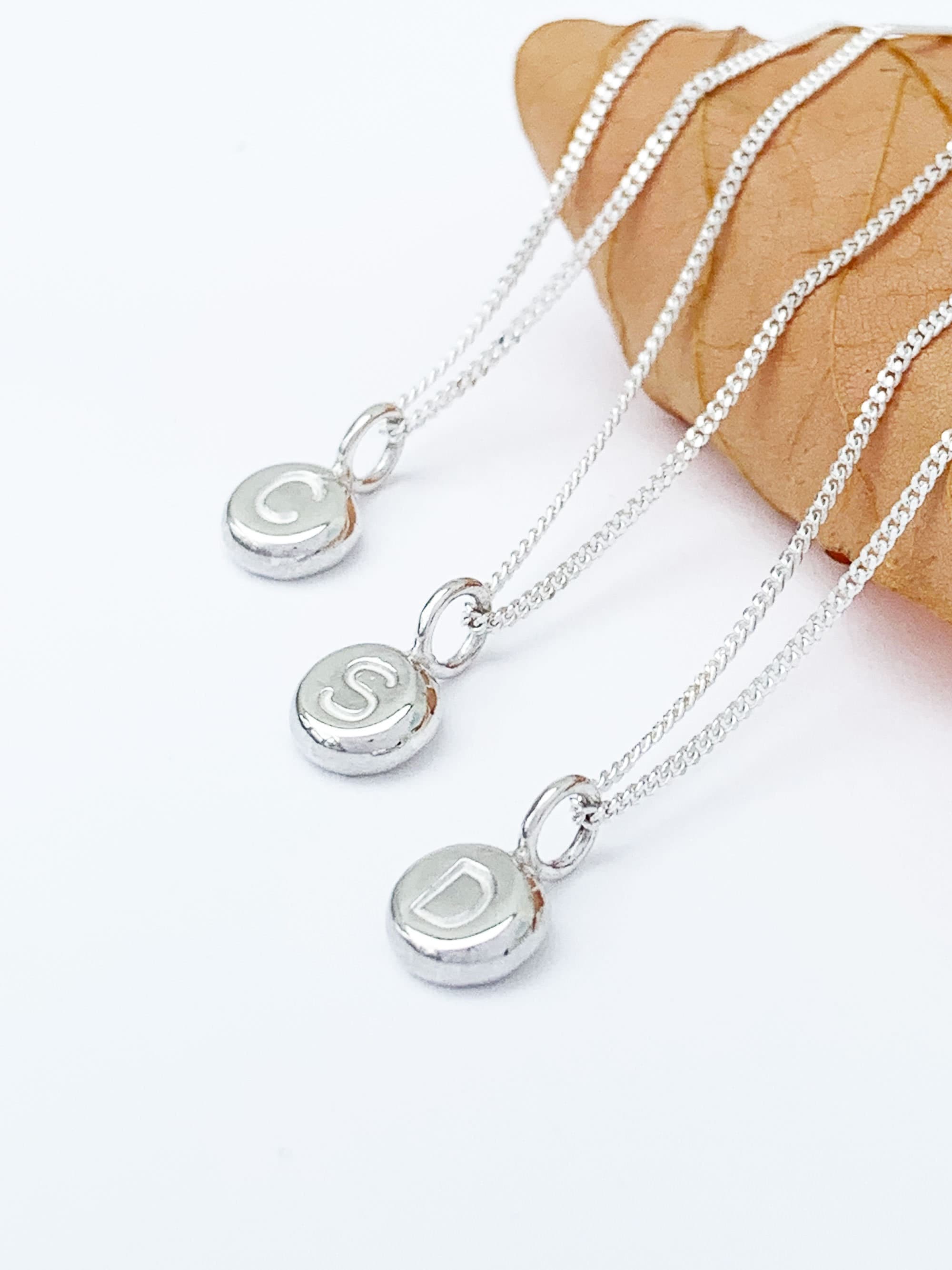 Silver Initial Pendant - Stamped Letter Pendant - Stamped Silver ...