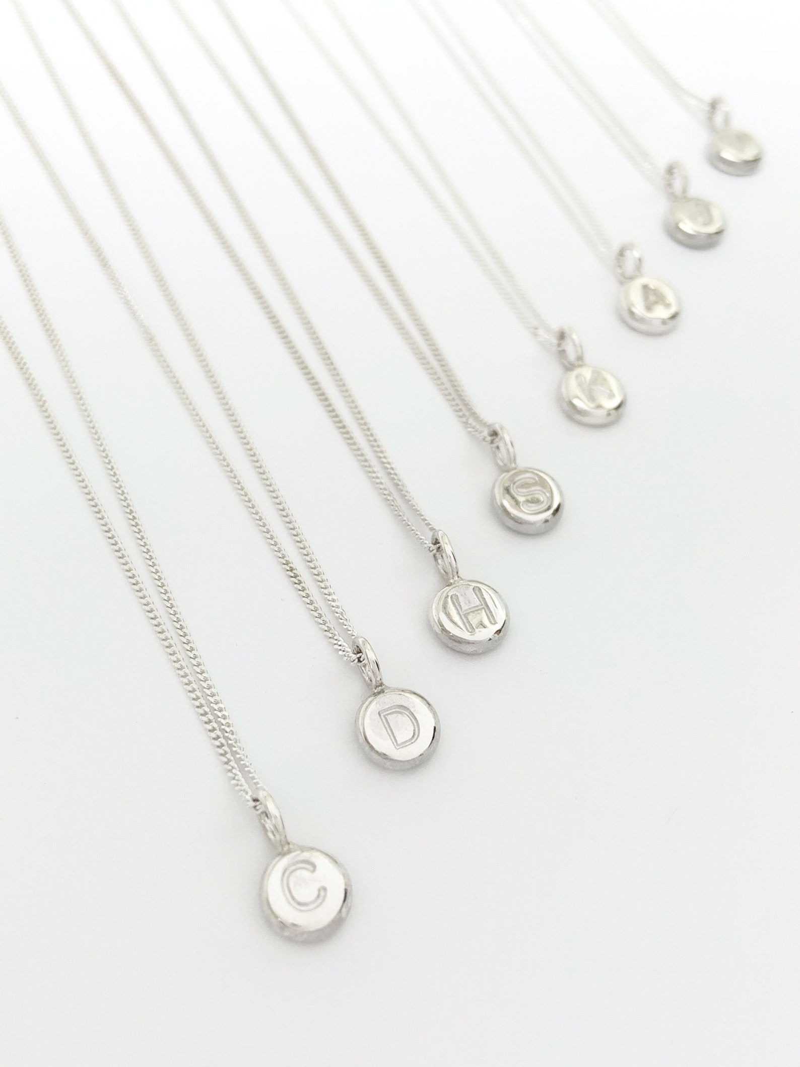 Silver Initial Pendant - Stamped Letter Pendant - Stamped Silver ...