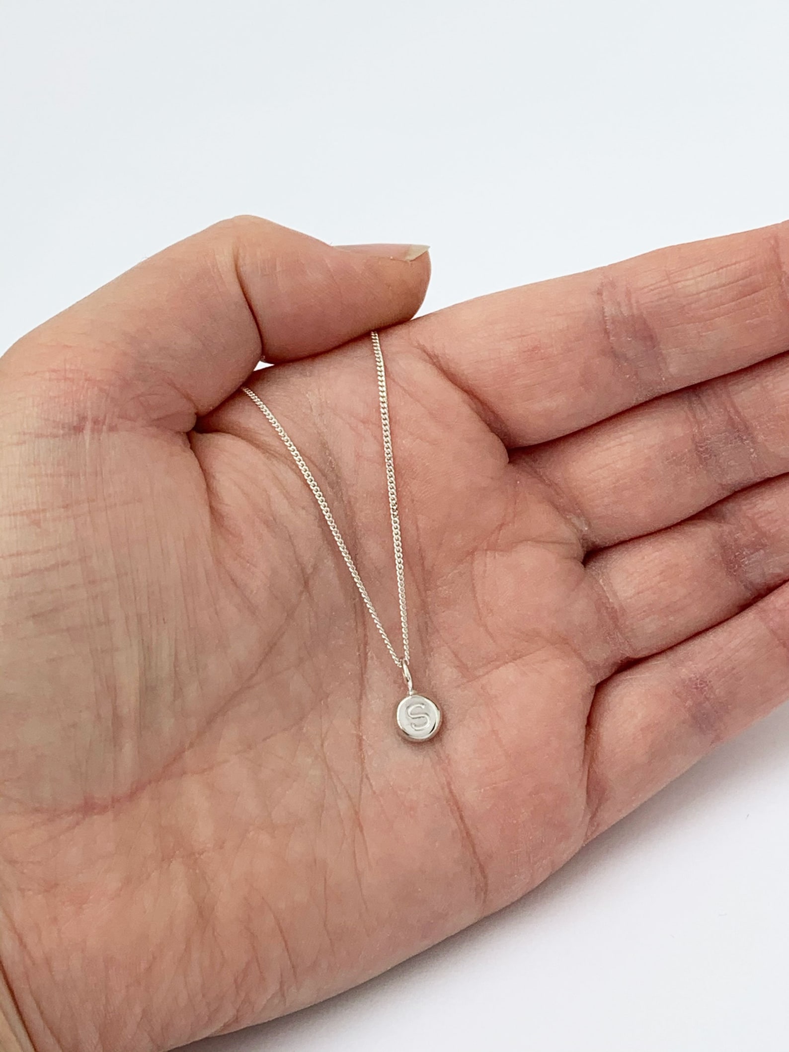 Silver Initial Pendant - Stamped Letter Pendant - Stamped Silver ...