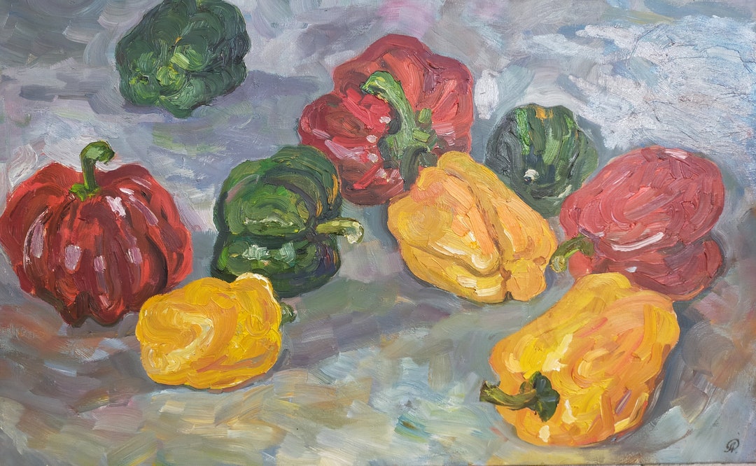 Pepper Art for Kitchen Decorbright Still Life Handmade Oil - Etsy UK