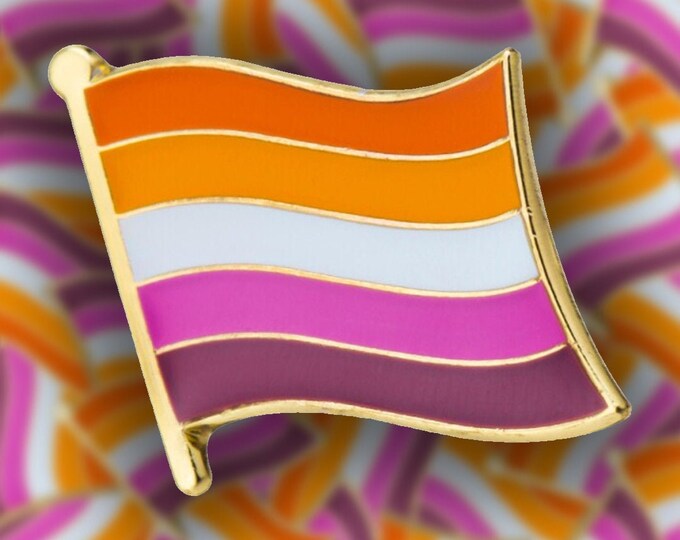 Lesbian Pride Flag Pin Subtle Lesbian Pin Sunset Lesbian Etsy Uk
