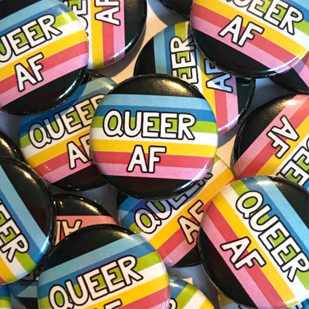 Queer Pride Badge Queer AF 25mm Button Badge Queer Gifts | Etsy UK